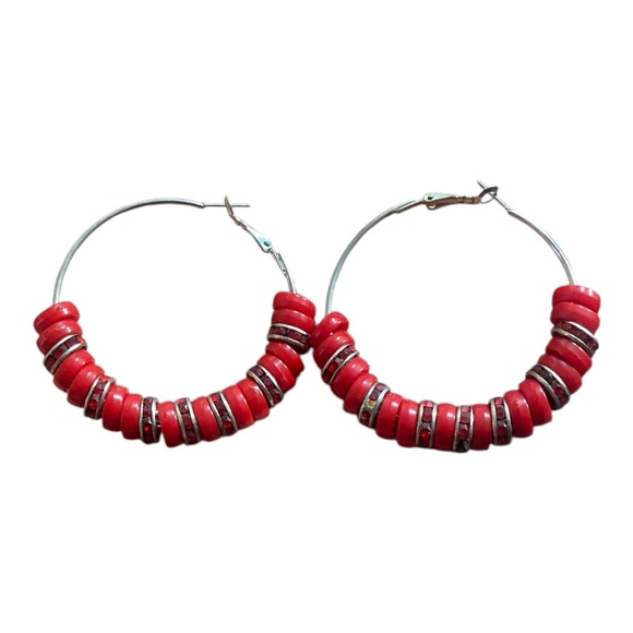 Jewelry | Chic Red Hoop Earrings | Poshmark